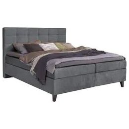 Boxspringbett Alina "Neomi" Komplettbetten Gr. Chenille TBS, Liegefläche B/L: 140cm x 200cm, Gewicht bis: 80 kg H2, 5-Zonen-Taschen-Federkernmatratze, grau (graphitgrau tbs 19) Boxspringbett inklusive Matratze und Topper