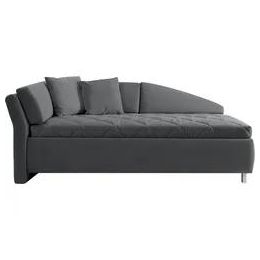 Schlafsofa Alina Sofas Gr. B/H/T: 223cm x 80cm x 102cm, Samtstoff TSV, Armlehne links, Armlehne links, grau (dunkelgrau tsv 39) Bettkasten, Zierkissen-Set aus: 2 Stk. 40x40cm, 1 30x30cm