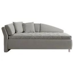 Schlafsofa Alina "Lindsay" Sofas Gr. B/H/T: 223cm x 80cm x 112cm, Samtstoff TSV, Armlehne links, Armlehne links, grau (betongrau tsv 9) Bettkasten, Zierkissen-Set aus: 2 Stk. 40x40cm, 1 30x30cm