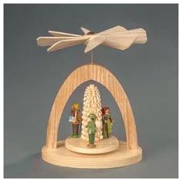 Weihnachtspyramide Albin Preissler "Wärmespiel - Förster, Reisigfrau und Waldarbeiter, Weihnachtsdeko" Weihnachtspyramiden Gr. H: 13cm, beige (natur)