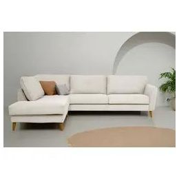 Ecksofa Home Affaire "MARSEILLE 278/202 cm, L-Form, Ottom. rechts/links" Sofas Gr. B/H/T: 278cm x 88cm x 202cm, Cord, Ottomane links, beige (natural) mit Massivholzbeinen aus Eiche, verschiedene Bezüge und Farbvarianten