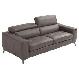 Schlafsofa Egoitaliano "Francine, Designsofa, Loungesofa mit Dauerschlaffunktion, Bettfunktion" Sofas Gr. B/H/T: 233cm x 100cm x 106cm, Leder BULL, grau (graphit) hochwertiger Metallbettrahmen & Matratze, Kopfteil manuell verstellbar