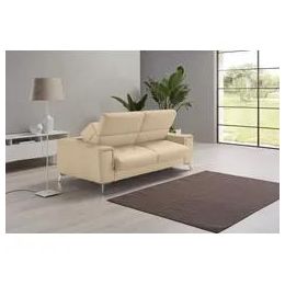 Schlafsofa Egoitaliano "Francine, Designsofa, Loungesofa mit Dauerschlaffunktion, Bettfunktion" Sofas Gr. B/H/T: 233cm x 100cm x 106cm, Leder BULL, beige (champagner) hochwertiger Metallbettrahmen & Matratze, Kopfteil manuell verstellbar