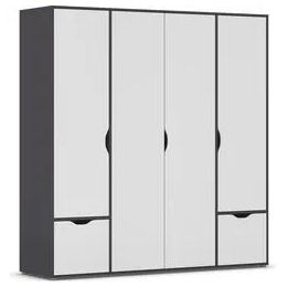 Drehtürenschrank Rauch "Kleiderschrank Schrank Garderobe Wäscheschrank NARAI mit Schubladen" Schränke Gr. B/H/T: 187cm x 194cm x 53cm, 4 St., grau (graumetallic/alpinweiß) Griffausfräsungen für eine grifflose Optik TOPSELLER MADE IN GERMANY