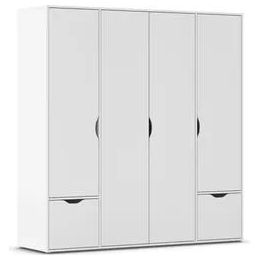 Drehtürenschrank Rauch "Kleiderschrank Schrank Garderobe Wäscheschrank NARAI mit Schubladen" Schränke Gr. B/H/T: 187cm x 194cm x 53cm, 4 St., weiß (alpinweiß) Griffausfräsungen für eine grifflose Optik TOPSELLER MADE IN GERMANY