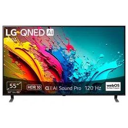 LG QNED-Fernseher, E (A-G), Fernseher, schwarz, 55