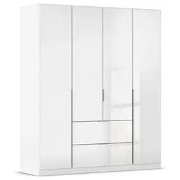 Drehtürenschrank Rauch "Kleiderschrank Kleiderschränke Schrank Garderobe AGORDO mit Glasfront" Schränke Gr. B/H/T: 181cm x 210cm x 54cm, 4 St., weiß (alpinweiß/glas kristallweiß) mit Außenschubkästen, in 6 Breiten und 2 Höhen MADE IN GERMANY