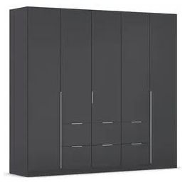 Drehtürenschrank Rauch "Kleiderschrank Schrank Garderobe AGORDO mit Dekor- oder Hochglanzfront" Schränke Gr. B/H/T: 226 cm x 210 cm x 54 cm, 5 St., grau (graumetallic) mit Außenschubkästen, in 6 Breiten und 2 Höhen MADE IN GERMANY