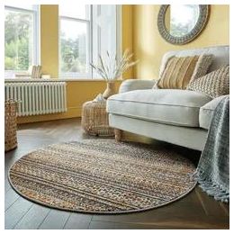 Teppich FLAIR RUGS "Camino Abstraktes" Teppiche Gr. Ø 140cm, 8mm, gelb Abstraktes Teppich