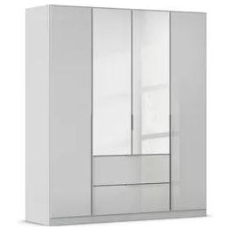 Drehtürenschrank Rauch "Kleiderschrank Kleiderschränke Schrank Garderobe AGORDO mit Glasfront" Schränke Gr. B/H/T: 181 cm x 210 cm x 54 cm, 4 St., grau (seidengrau, glas seidengrau) mit Außenschubkästen, in 6 Breiten und 2 Höhen MADE IN GERMANY