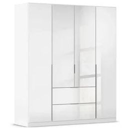 Drehtürenschrank Rauch "Kleiderschrank Kleiderschränke Schrank Garderobe AGORDO mit Glasfront" Schränke Gr. B/H/T: 181cm x 210cm x 54cm, 4 St., weiß (alpinweiß/glas kristallweiß) mit Außenschubkästen, in 6 Breiten und 2 Höhen MADE IN GERMANY