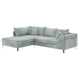 Ecksofa MR. COUCH "Portofino L-Form", silber (dolce 14 silber), B:317cm H:98cm T:228cm, Dolce (100% Polyester), Sofas, 4 Bezugsqualitäten, 13,5 cm hohe Metall-Profilfüße in matt-schwarz