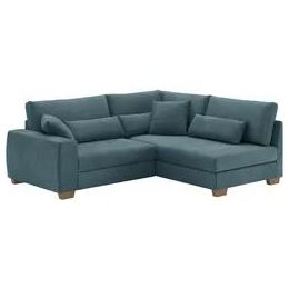 Ecksofa Home Affaire "Helena II DuraSpring" Sofas Gr. B/H/T: 227 cm x 68 cm x 190 cm, Microfaser 1, Ottomane rechts, mit Bettfunktion, blau (petrol) mit Taschenfederkern, bis 140 kg belastbar, wahlweise Bett