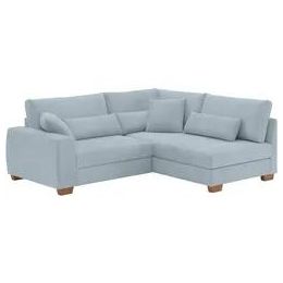 Ecksofa Home Affaire "Helena II DuraSpring" Sofas Gr. B/H/T: 227 cm x 68 cm x 190 cm, Microfaser 2, Ottomane rechts, ohne Bettfunktion, blau (novaclean avanti 14 blue grey) mit Taschenfederkern, bis 140 kg belastbar, wahlweise Bett