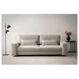 Schlafsofa LeGer Home by Lena Gercke "Imoga, Polster mit Schlaffunktion, 3-Sitzer Sofa, Couch Bettkasten" Sofas Gr. B/H/T: 250cm x 90cm x 108cm, Samtoptik, grau (taupe) in modernen Farben und Stoffen, Bettfunktion, Liegefläche: 200x150 cm