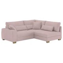 Ecksofa Home Affaire "Helena II DuraSpring" Sofas Gr. B/H/T: 227 cm x 68 cm x 190 cm, Cordstoff CORDUROY, Ottomane rechts, ohne Bettfunktion, rosa (stripes 8626 flamingo) mit Taschenfederkern, bis 140 kg belastbar, wahlweise Bett