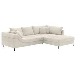 Ecksofa Inosign "Portofino" Sofas Gr. B/H/T: 317cm x 98cm x 228cm, Soft clean, Recamiere rechts, beige (novaclean avanti 4 ecru) Bezugsqualitäten, 13,5 cm hohe Metall-Profilfüße in matt-schwarz