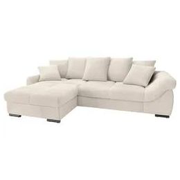 Ecksofa Inosign "Livorno" Sofas Gr. B/H/T: 266cm x 66cm x 188cm, Soft clean, Recamiere links-Bettfunktion rechts, soft clean 4 ecru inkl. Hochschläfer-Bettauszug, XL-Bettkasten weiß beschichtet