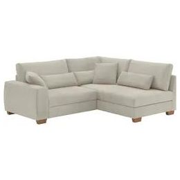 Ecksofa Home Affaire "Helena II DuraSpring" Sofas Gr. B/H/T: 227 cm x 68 cm x 190 cm, Microfaser 2, Ottomane rechts, mit Bettfunktion, grau (taupe) mit Taschenfederkern, bis 140 kg belastbar, wahlweise Bett