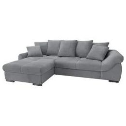 Ecksofa Inosign "Livorno DuraFlex" Sofas Gr. B/H/T: 266cm x 66cm x 188cm, Soft clean, Recamiere links-Bettfunktion rechts, grau (novaclean avanti 1 stone) inkl. Hochschläfer-Bettauszug, XL-Bettkasten weiß beschichtet