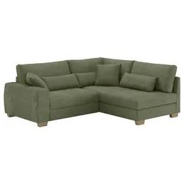 Ecksofa Home Affaire "Helena II DuraSpring" Sofas Gr. B/H/T: 227 cm x 68 cm x 190 cm, Cordstoff CORDUROY, Ottomane rechts, mit Bettfunktion, grün mit Taschenfederkern, bis 140 kg belastbar, wahlweise Bett