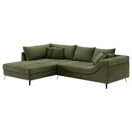 Ecksofa Inosign "Portofino" Sofas Gr. B/H/T: 317cm x 98cm x 228cm, Microfaser, Recamiere links, grün (memphis 12 green) 4 Bezugsqualitäten, 13,5 cm hohe Metall-Profilfüße in matt-schwarz