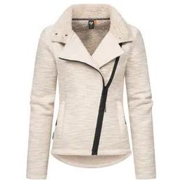 Strickfleecejacke Ragwear "Saskie Melange" Gr. M (38), grau (taupe) Damen Jacken Grob gestrickte Damen-Jacke mit Teddyfell-Futter