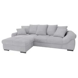 Ecksofa Inosign "Livorno" Sofas Gr. B/H/T: 266cm x 66cm x 188cm, Cord, Recamiere links-Bettfunktion rechts, cord 8637 warm grau inkl. Hochschläfer-Bettauszug, XL-Bettkasten weiß beschichtet