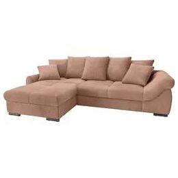 Ecksofa Inosign "Livorno DuraFlex" Sofas Gr. B/H/T: 266cm x 66cm x 188cm, Soft clean, Recamiere links-Bettfunktion rechts, braun (novaclean avanti 9 ginger) inkl. Hochschläfer-Bettauszug, XL-Bettkasten weiß beschichtet