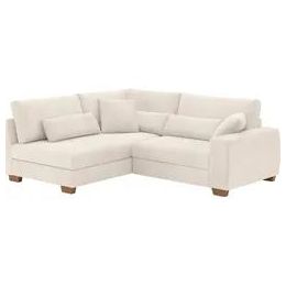 Ecksofa Home Affaire "Helena II, L-Form" Sofas Gr. B/H/T: 227 cm x 68 cm x 190 cm, Material, Ottomane links, ohne Bettfunktion, beige (ecru) Mit Federkern, wahlweise mit Bett und Taschenfederkern