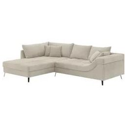 Ecksofa Inosign "Portofino" Sofas Gr. B/H/T: 317cm x 98cm x 228cm, Soft clean, Recamiere links, beige (novaclean avanti 6 taupe) 4 Bezugsqualitäten, 13,5 cm hohe Metall-Profilfüße in matt-schwarz