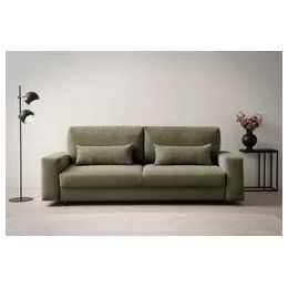 Schlafsofa LeGer Home by Lena Gercke "Imoga, Polster mit Schlaffunktion, 3-Sitzer Sofa, Couch Bettkasten" Sofas Gr. B/H/T: 250cm x 90cm x 108cm, Cord, grün (khaki) in modernen Farben und Stoffen, Bettfunktion, Liegefläche: 200x150 cm