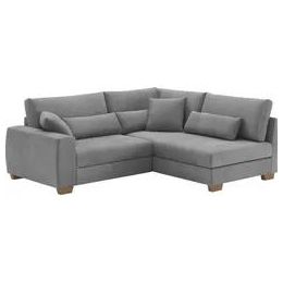 Ecksofa Home Affaire "Helena II, L-Form" Sofas Gr. B/H/T: 227 cm x 68 cm x 190 cm, Material, Ottomane rechts, mit Bettfunktion, grau (stone) Mit Federkern, wahlweise mit Bett und Taschenfederkern