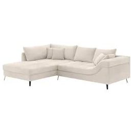 Ecksofa Inosign "Portofino" Sofas Gr. B/H/T: 317cm x 98cm x 228cm, Soft clean, Recamiere links, beige (novaclean avanti 4 ecru) Bezugsqualitäten, 13,5 cm hohe Metall-Profilfüße in matt-schwarz