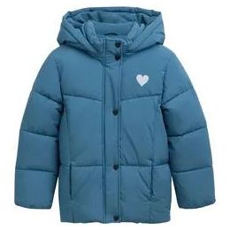 Tom Tailor Mädchen Puffer Jacke mit reflektiven Prints, blau, Uni, Gr. 92/98