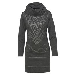 Koroshi Kleid Damen Gr&ouml;&szlig;e 44 grau / wei&szlig; Winterkleid