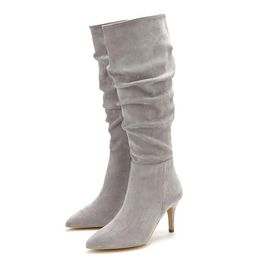 Lascana Reißverschlussstiefel grau Gr. 42 für Damen