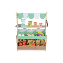 Moni Kinder Marktstand 4425 Holz 50cm hoch Supermarkt Lebensmittel Einkaufsliste gr&uuml;n