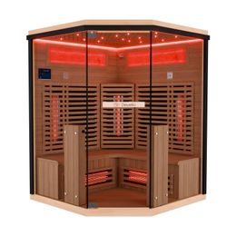Dewello&reg; Infrarotkabine Infrarotsauna KENORA 140x140 f&uuml;r 2-3 Personen aus Hemlockholz, Dual-Therm, mit Salzsteinoptik
