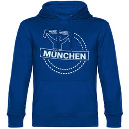 multifanshop Kapuzen Sweatshirt - M&uuml;nchen blau - Meine Fankurve - Druck wei&szlig; - Hoodie