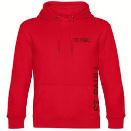 multifanshop Kapuzen Sweatshirt - St. Pauli - Brust & Seite - Druck braun - Hoodie