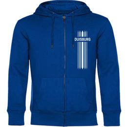 multifanshop Kapuzen Sweatshirt Jacke - Duisburg - Streifen - Druck wei&szlig; - Sweat