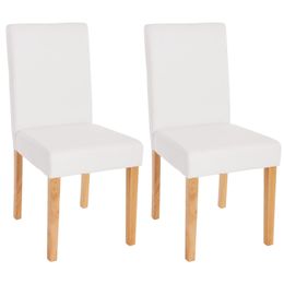 MCW 2er-Set Esszimmerstuhl Stuhl K&uuml;chenstuhl Littau ~ Kunstleder, wei&szlig; matt, helle Beine