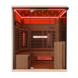 Dewello&reg; Infrarotkabine Infrarotsauna KENORA 160x120 f&uuml;r 2-3 Personen aus Hemlockholz, Dual-Therm, mit Salzsteinoptik