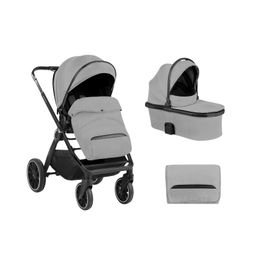 Kikkaboo Kinderwagen Tiffany 2 in 1 Babywanne, Sportsitz, Wickeltasche, PU-R&auml;der grau