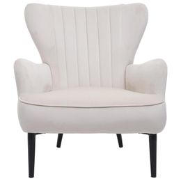 Lounge-Sessel MCW-K37, Cocktailsessel Polstersessel Sessel, Samt (280g/m&sup2;) ~ creme-beige