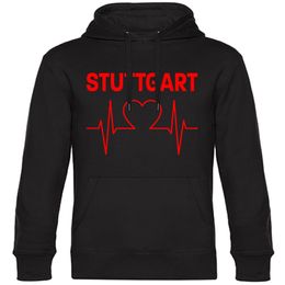 multifanshop Kapuzen Sweatshirt - Stuttgart - Herzschlag - Druck rot - Hoodie