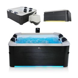 MSPA Whirlpool Oslo f&uuml;r 6 Personen - Indoor & Outdoor Pool mit LED, Zubeh&ouml;r & App - Hot Tub Grau