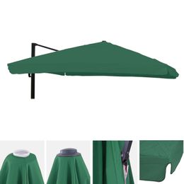 Ersatz-Bezug f&uuml;r Luxus-Ampelschirm MCW-A96 mit Flap, Sonnenschirmbezug Ersatzbezug, 3x3m (&Oslash;4,24m) Polyester 3kg ~ dunkelgr&uuml;n