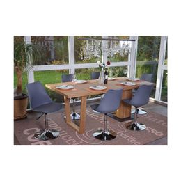 MCW 6er-Set Esszimmerstuhl Vaasa T501, Stuhl K&uuml;chenstuhl, h&ouml;henverstellbar drehbar, Kunstleder ~ dunkelgrau, Chromfu&szlig;